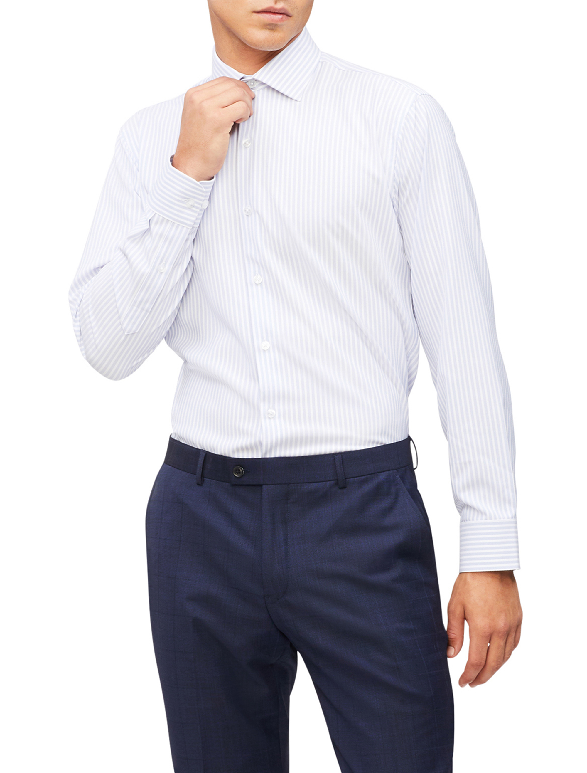Slim Navy Blue Stripe Shirt | Business Shirts | Calvin Klein